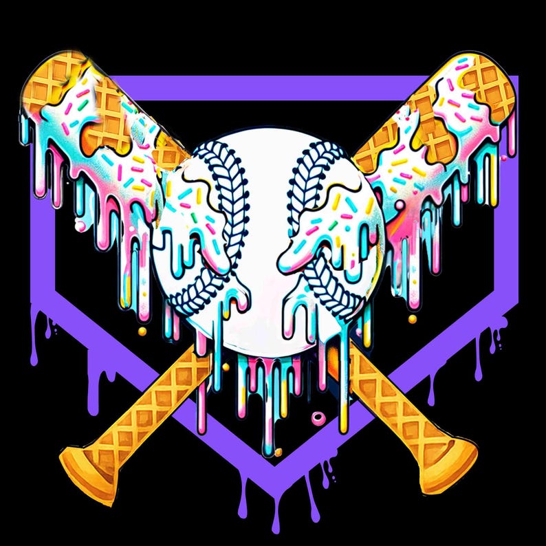 Baseball Drip PNG: Ice Cream Bats, Home Plate Design (digital Download ...