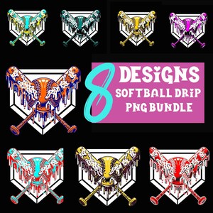 Softball Drip PNG Bundle, Team Colors Softball Png, Softball Mom T ...