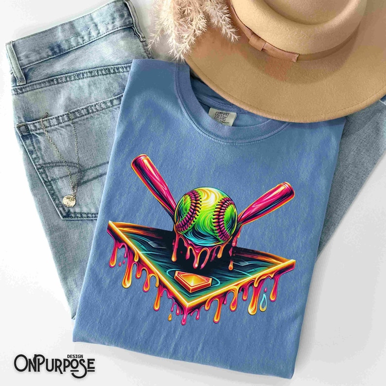 Neon Softball Diamond PNG: Drip Design, Sublimation (digital Download ...