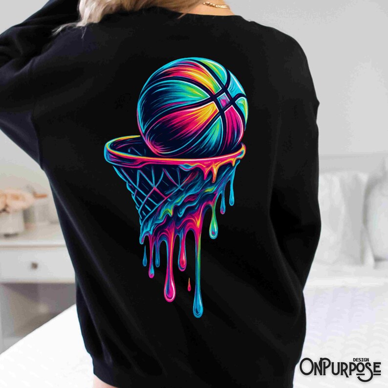 Neon Drip Basketball PNG – Melting Basketball Hoop Design - Etsy