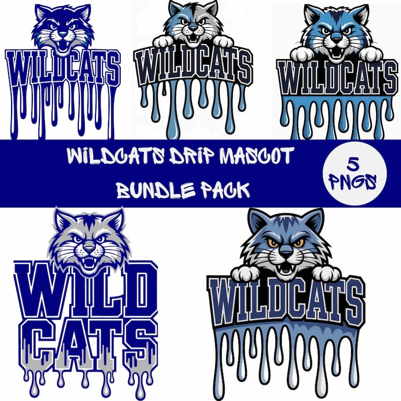 Wildcats Drip Mascot PNG Bundle: School Spirit Clipart (digital ...