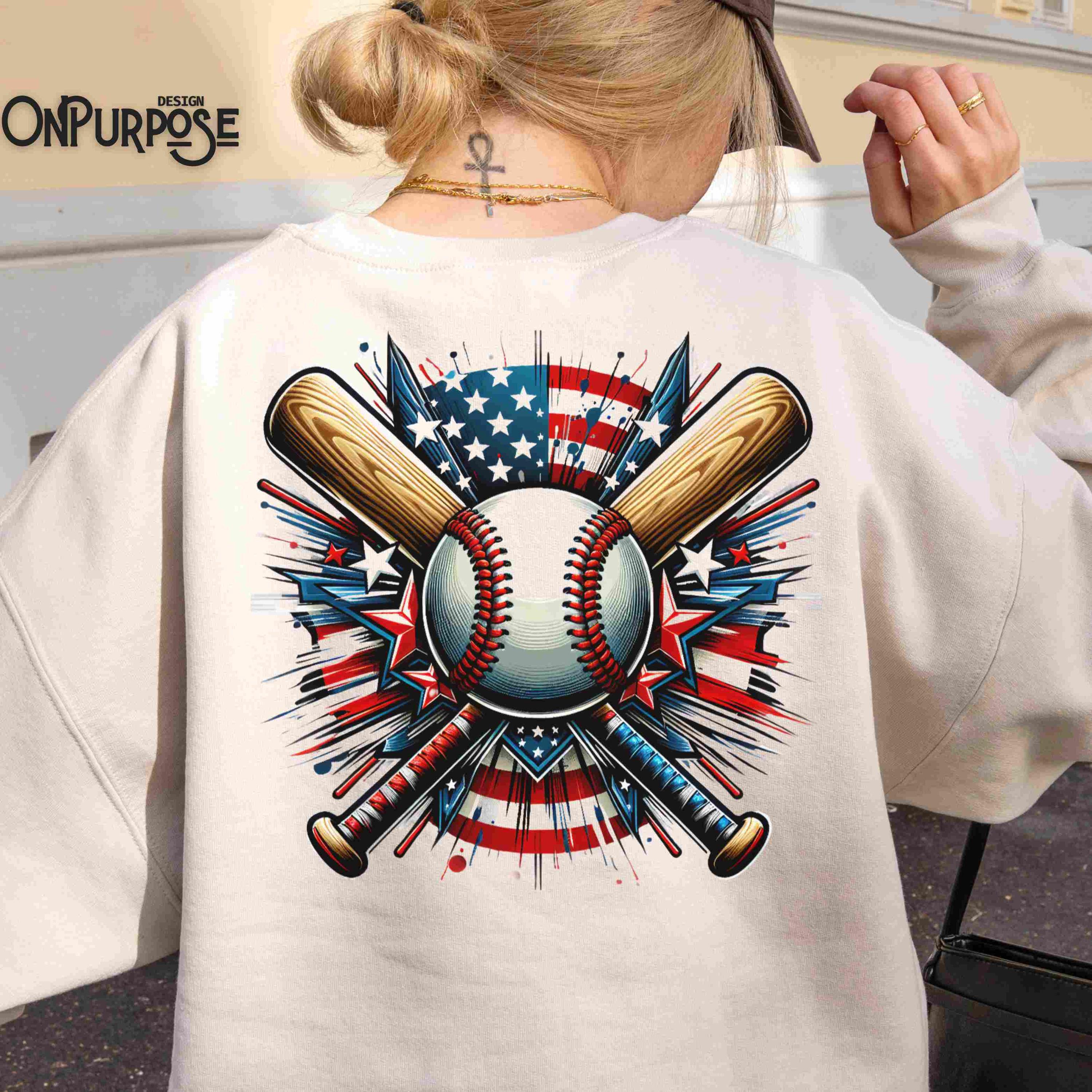 Patriotic Baseball PNG: American Flag, Bats, 300 DPI (digital Download ...