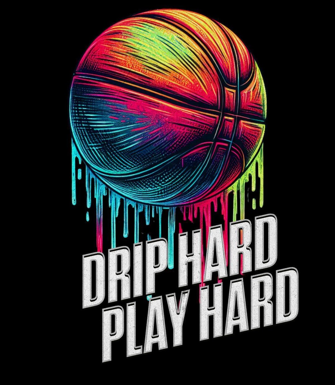 Neon Basketball Drip PNG: Sublimation Design (digital Download) - Etsy