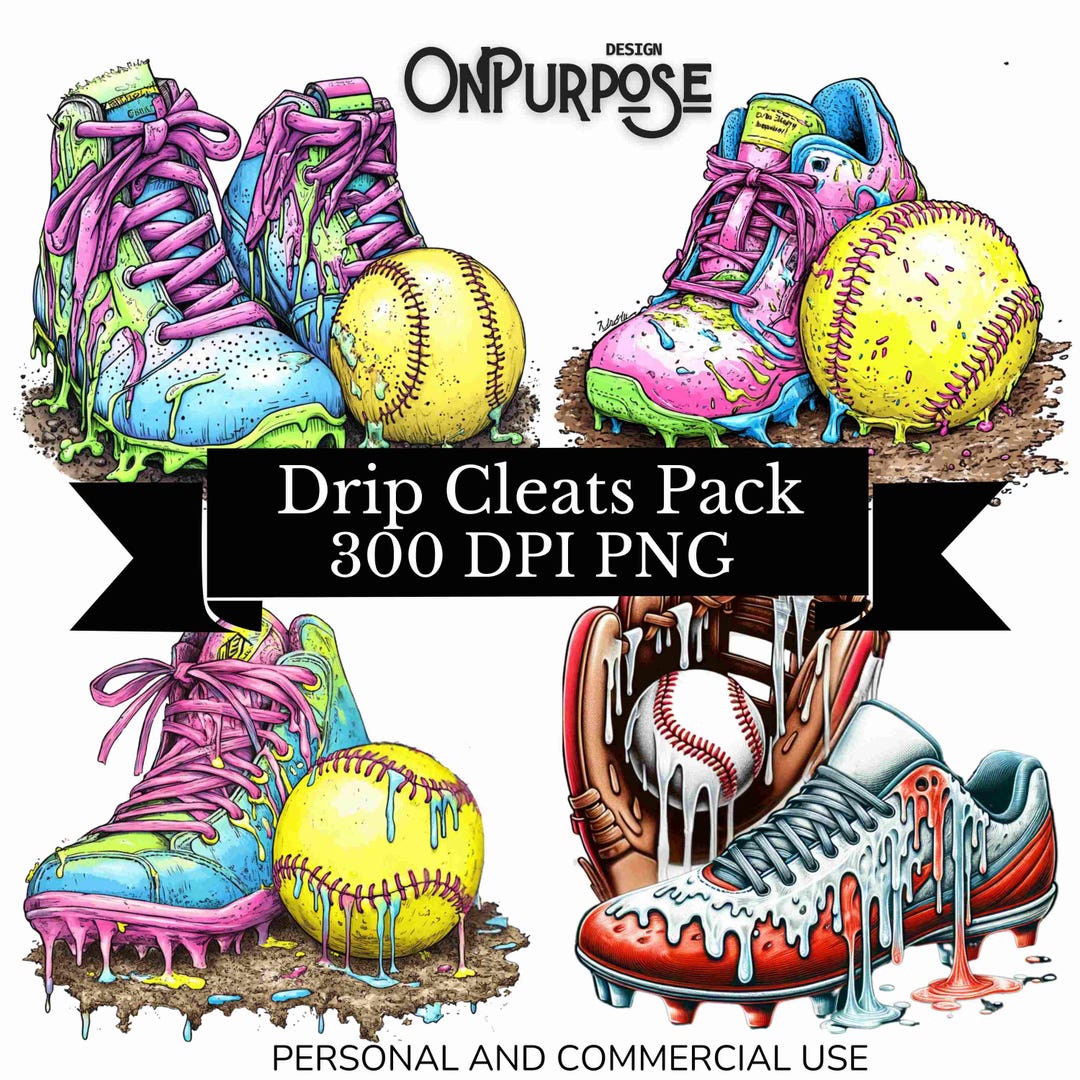 Drip Cleats PNG Clipart: Softball & Baseball Edition (digital Download ...