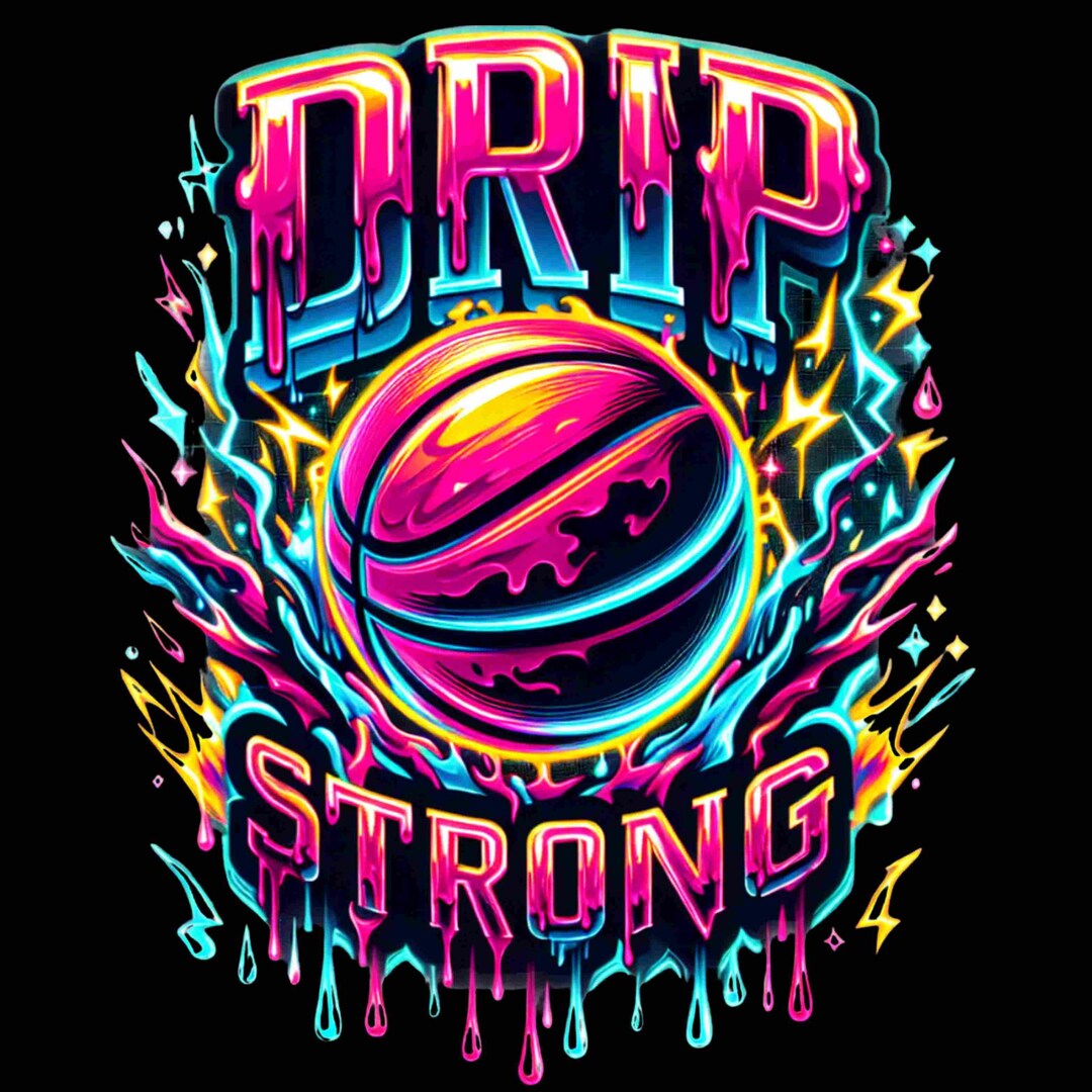 Neon Drip Basketball PNG: Sports Graphic T-shirt Design (digital ...
