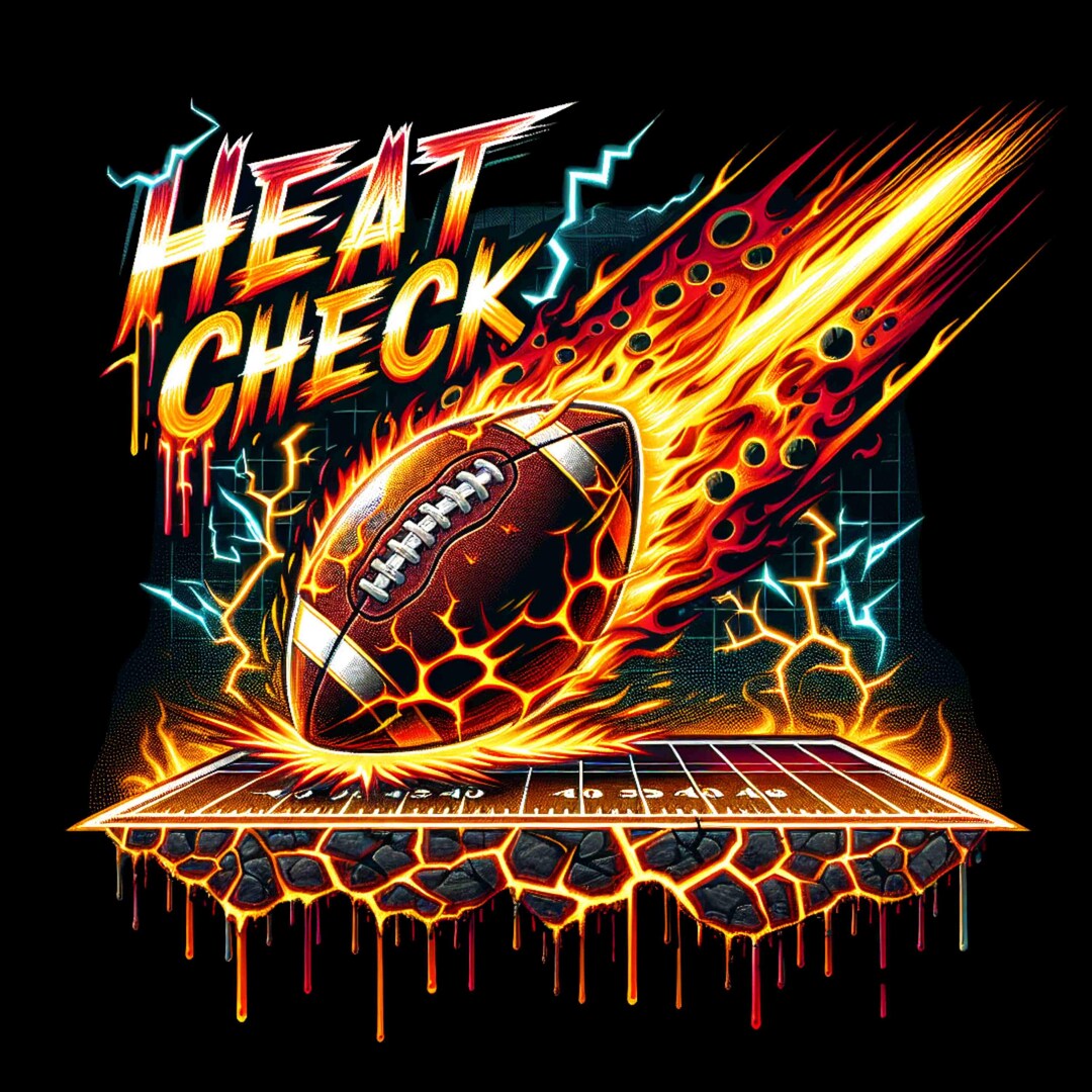 Heat Check Football PNG: Flaming Grunge Graphic for Black Shirts - Etsy