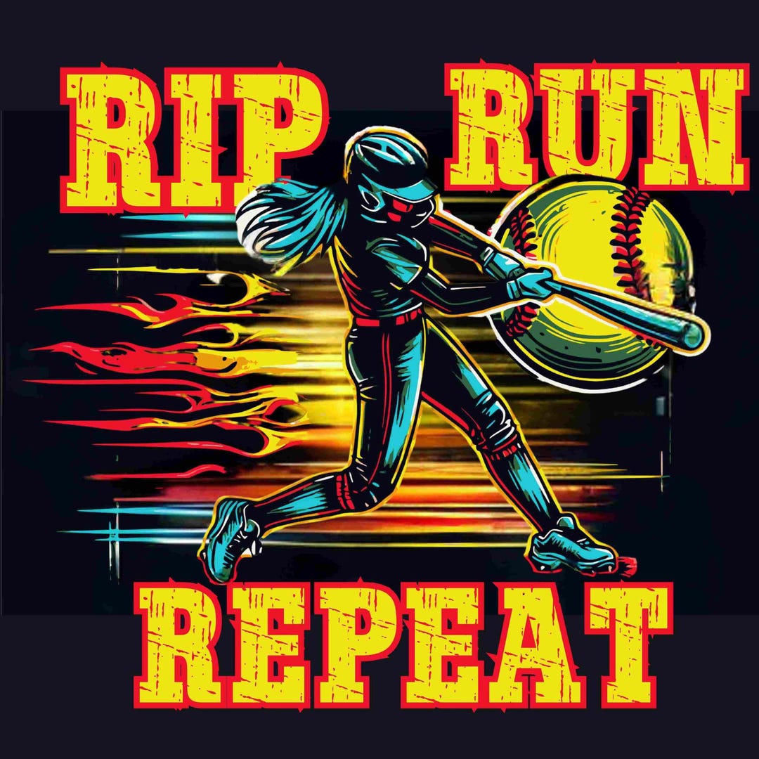 Fiery Softball Player PNG, Rip. Run. Repeat. (digital Download) - Etsy