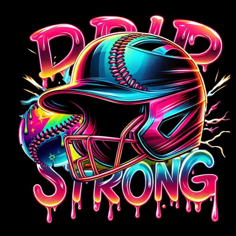 Softball Drip PNG: Neon Helmet Design (digital Download) - Etsy