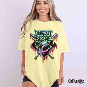Dugout Bestie Neon Drip Softball PNG - Etsy