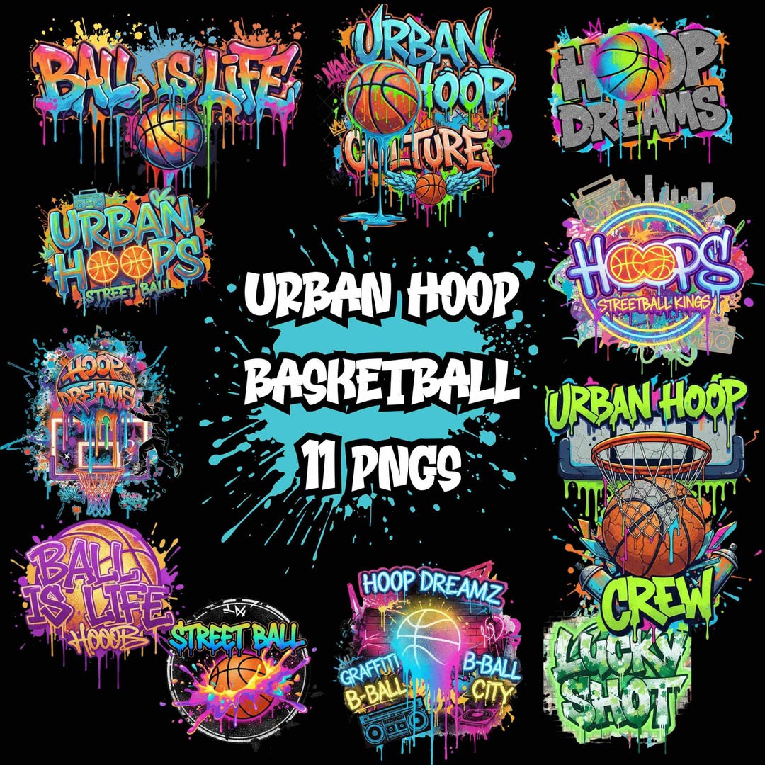 Streetball Graffiti PNG Bundle | Urban Hoop Designs (digital Download ...