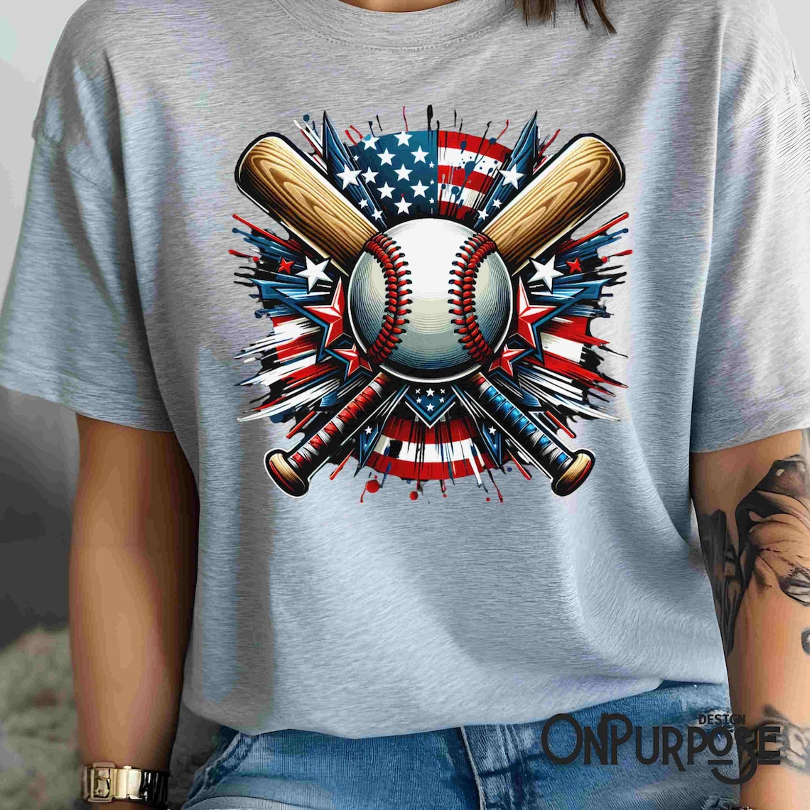 Patriotic Baseball PNG: American Flag, Bats, 300 DPI (digital Download ...