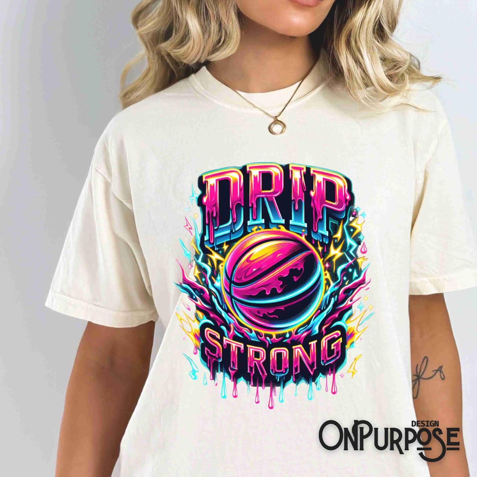 Neon Drip Basketball PNG: Sports Graphic T-shirt Design (digital ...