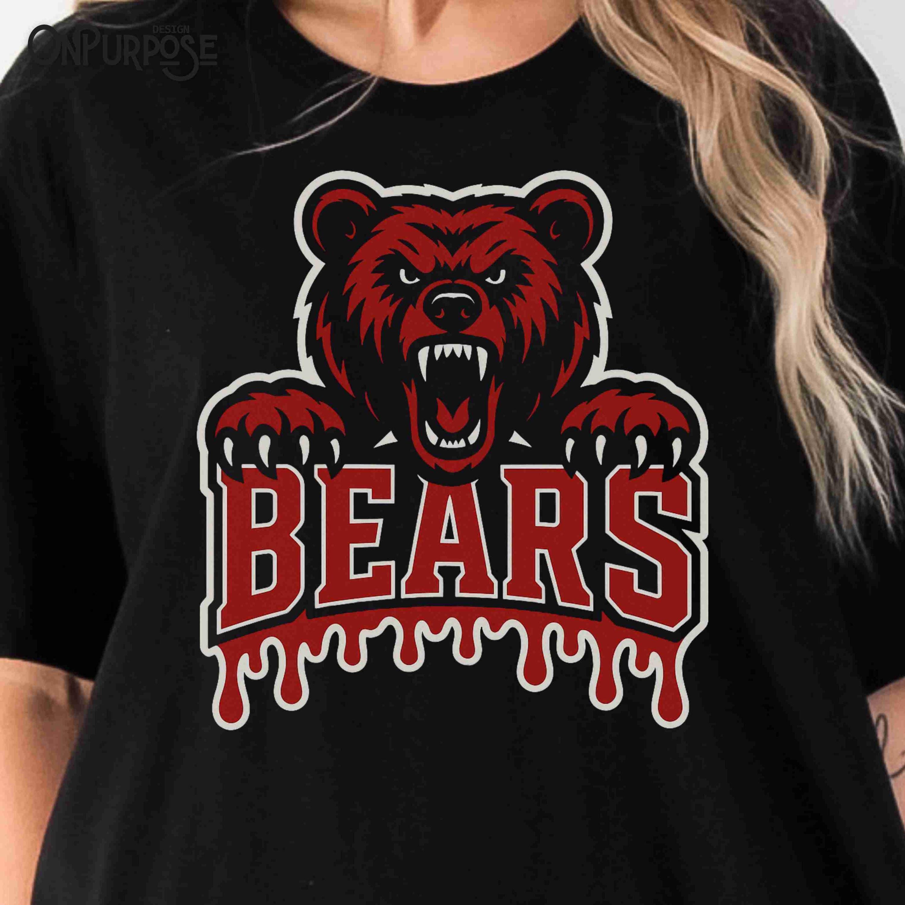 Bears Mascot PNG: Drip Effect School Spirit Design (digital Download ...