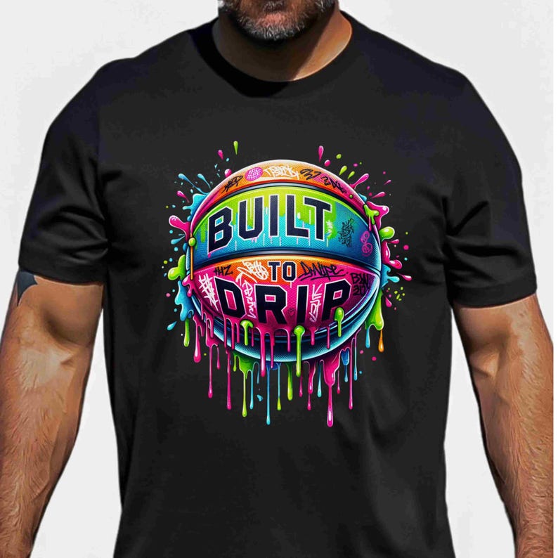 Neon Graffiti Basketball SVG PNG: Drip Shirt Design (digital Download ...