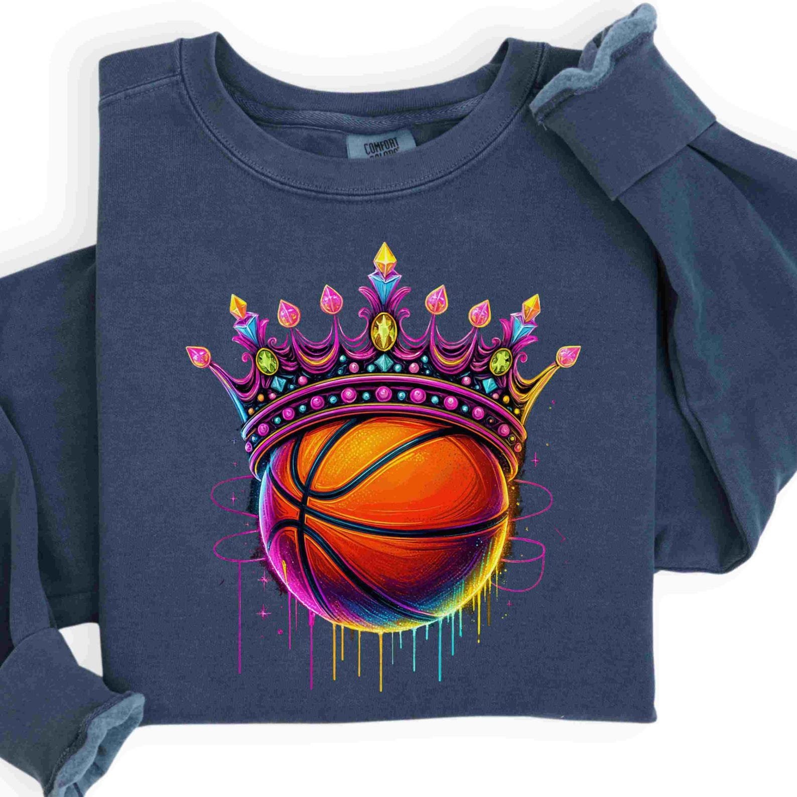 Basketball Queen PNG: Neon Drip Crown Graphic (digital Download - Etsy