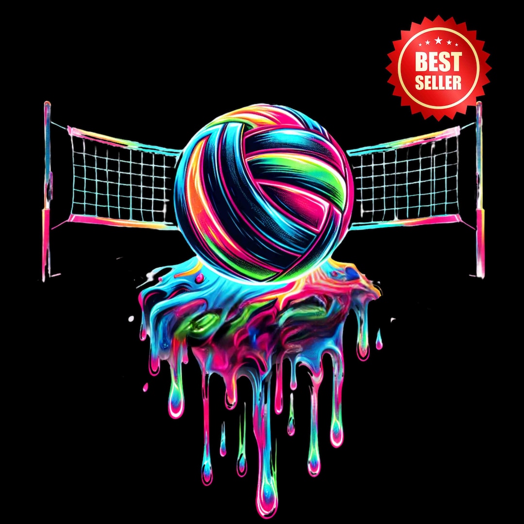 Volleyball Drip PNG: Neon Spike Flow Graphic (SVG, Digital Download - Etsy