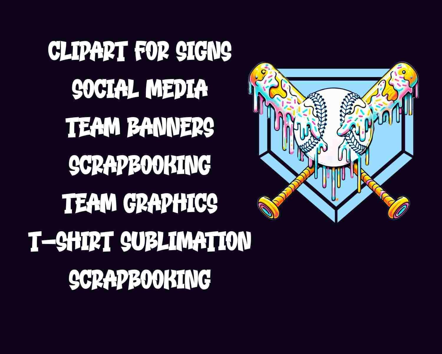 Neon Drip Baseball & Softball PNG Bundle: Sports Clipart (digital ...