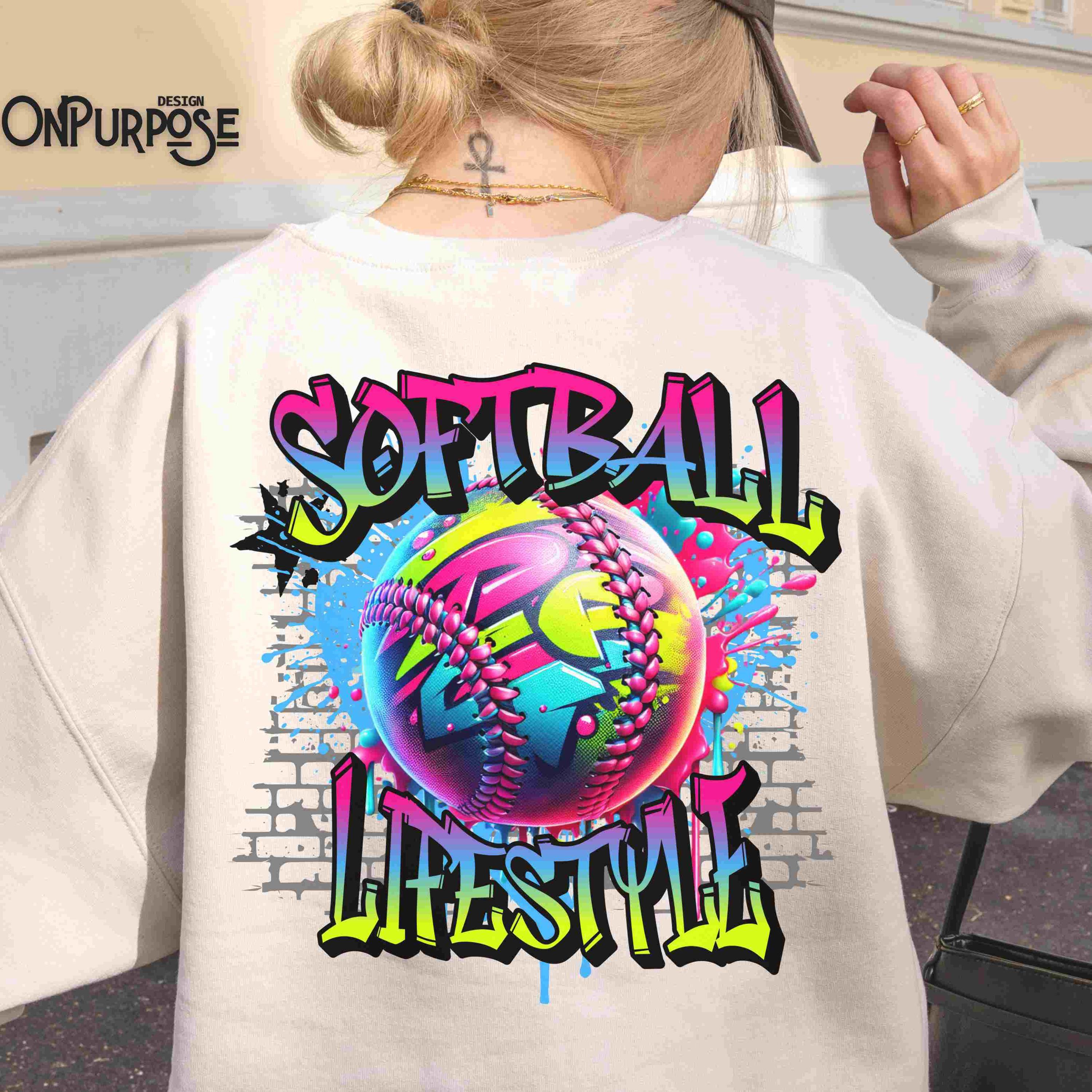 Softball Lifestyle PNG: Neon Graffiti Drip - Digital Clipart - Etsy