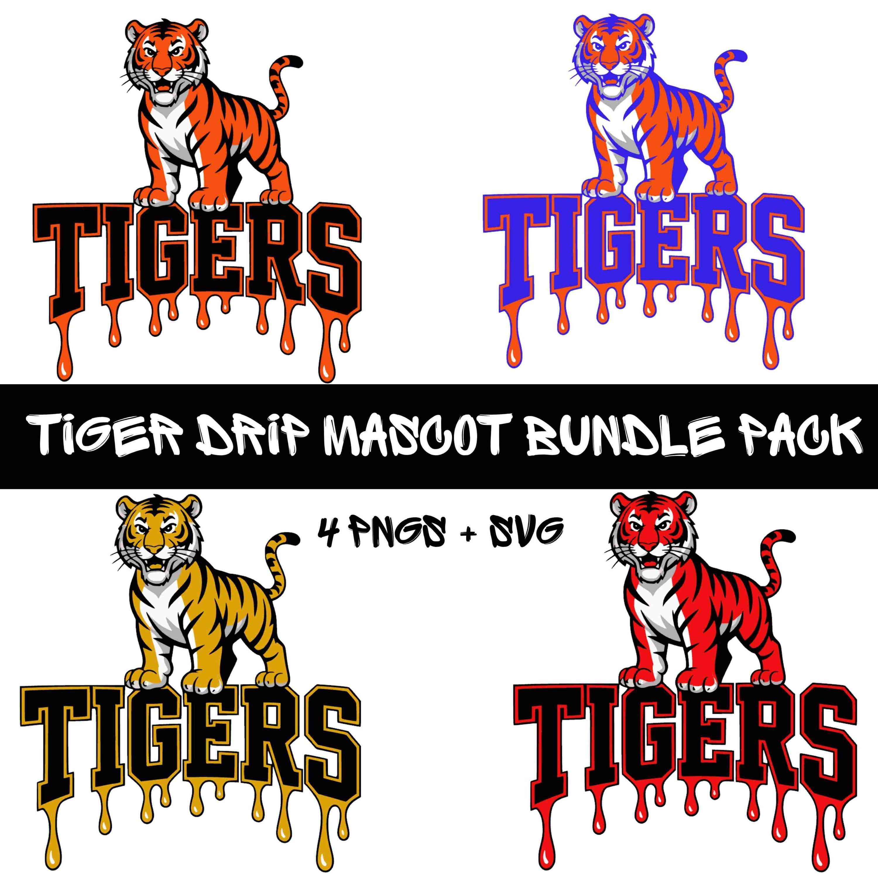 Tiger Mascot Drip Design Bundle: School Spirit SVG PNG Clipart - Etsy