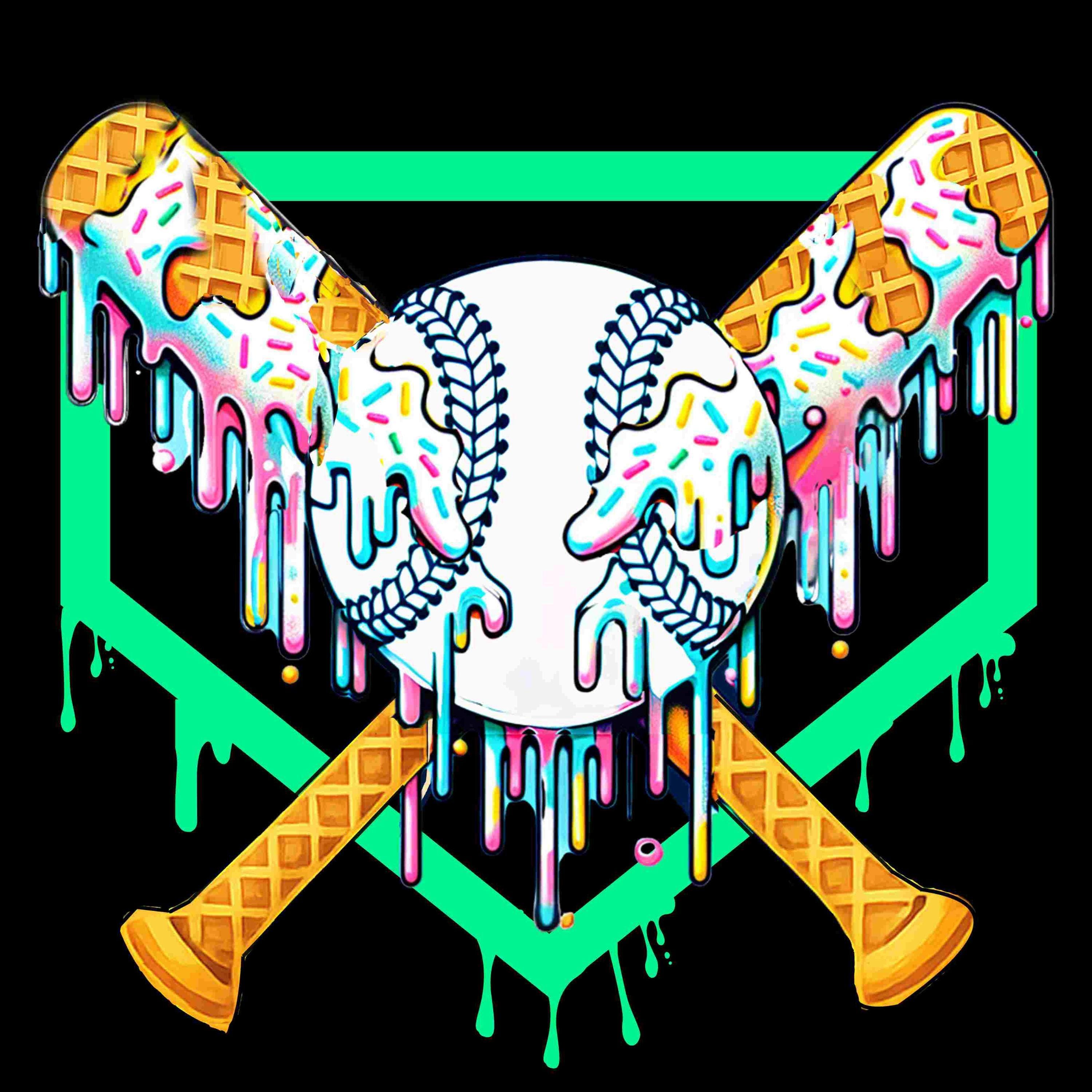 Baseball Drip PNG: Ice Cream Bats, Home Plate Design (digital Download ...