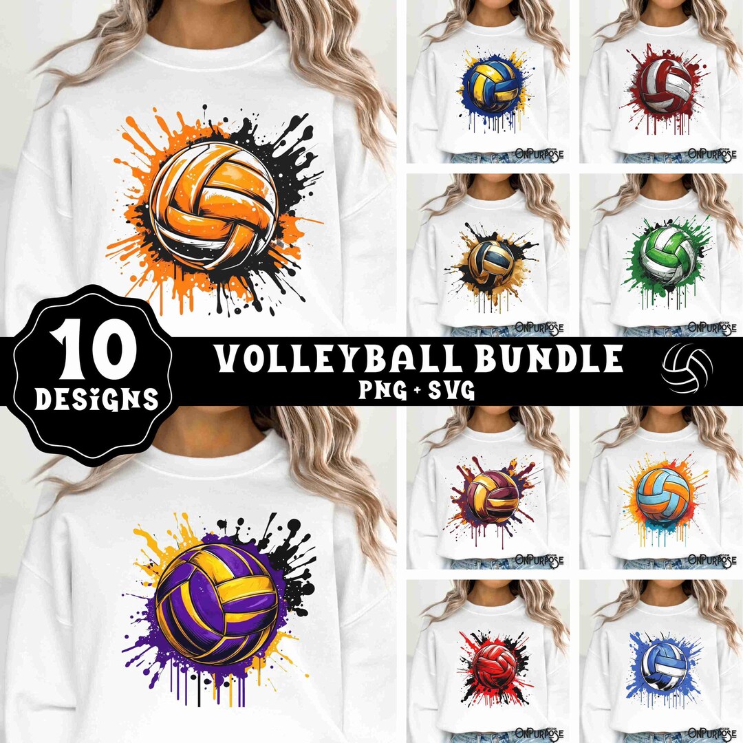 Volleyball School Colors PNG SVG Bundle | Paint Splatter Sports Clipart ...