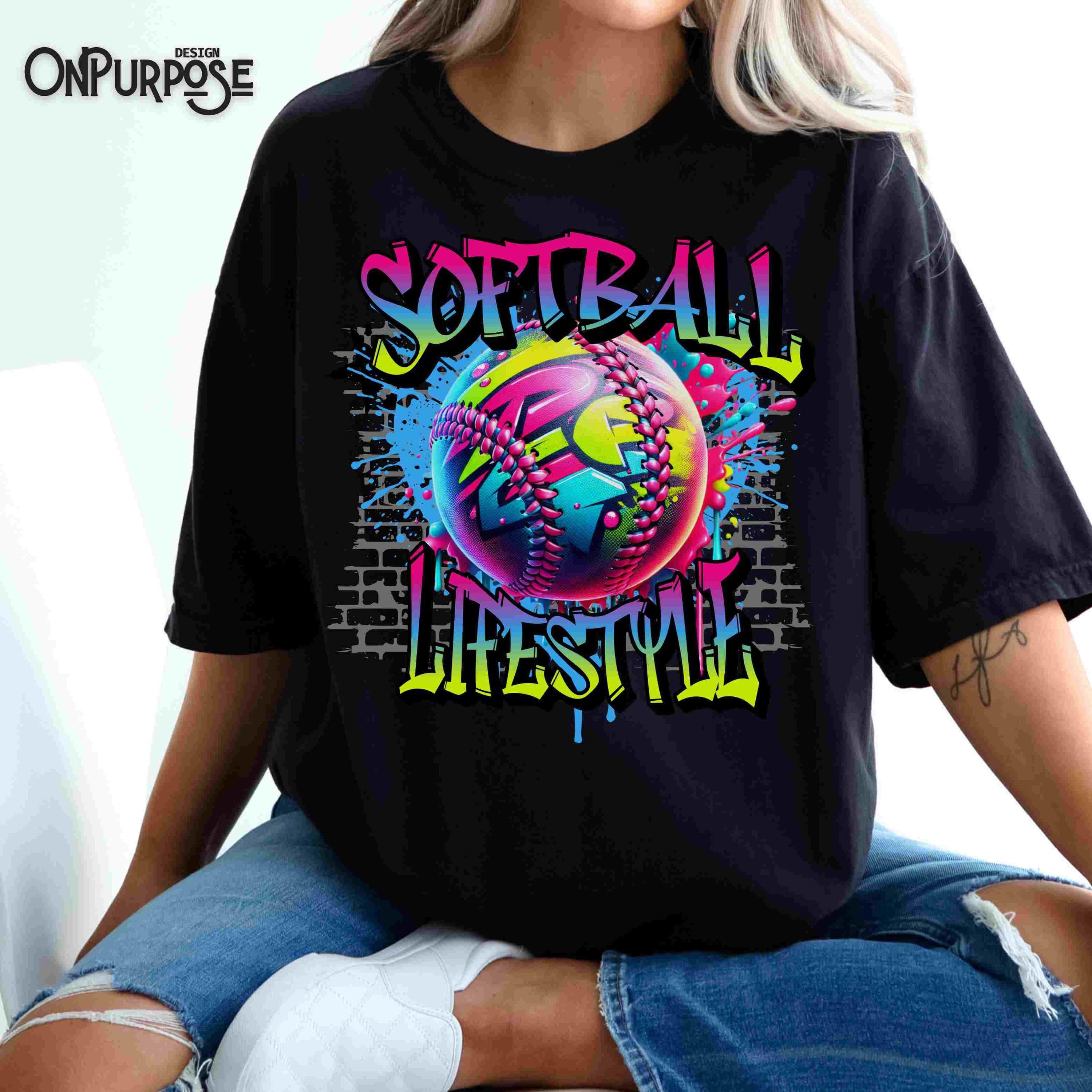 Softball Lifestyle PNG: Neon Graffiti Drip - Digital Clipart - Etsy