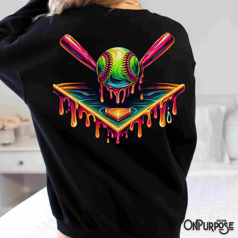 Neon Softball Diamond PNG: Drip Design, Sublimation (digital Download ...