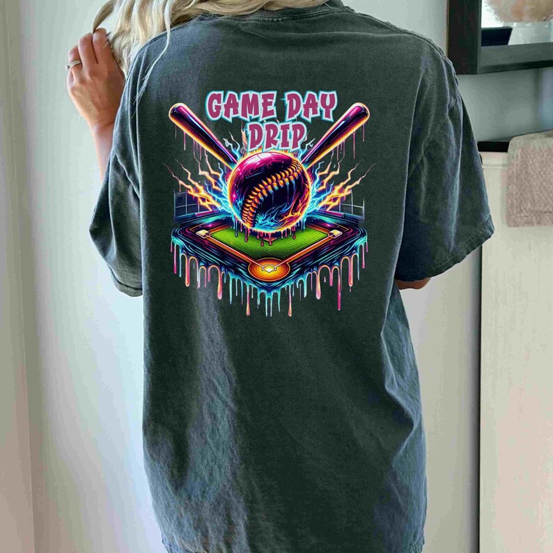 Game Day Baseball Drip PNG: Neon Lightning Design (digital Download) - Etsy