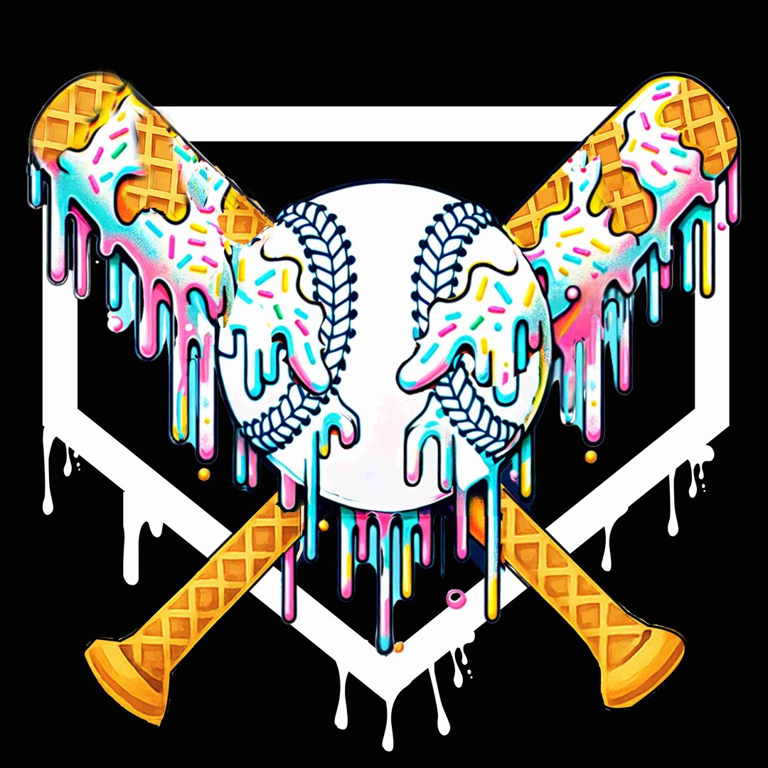 Baseball Drip PNG: Ice Cream Bats, Home Plate Design (digital Download ...