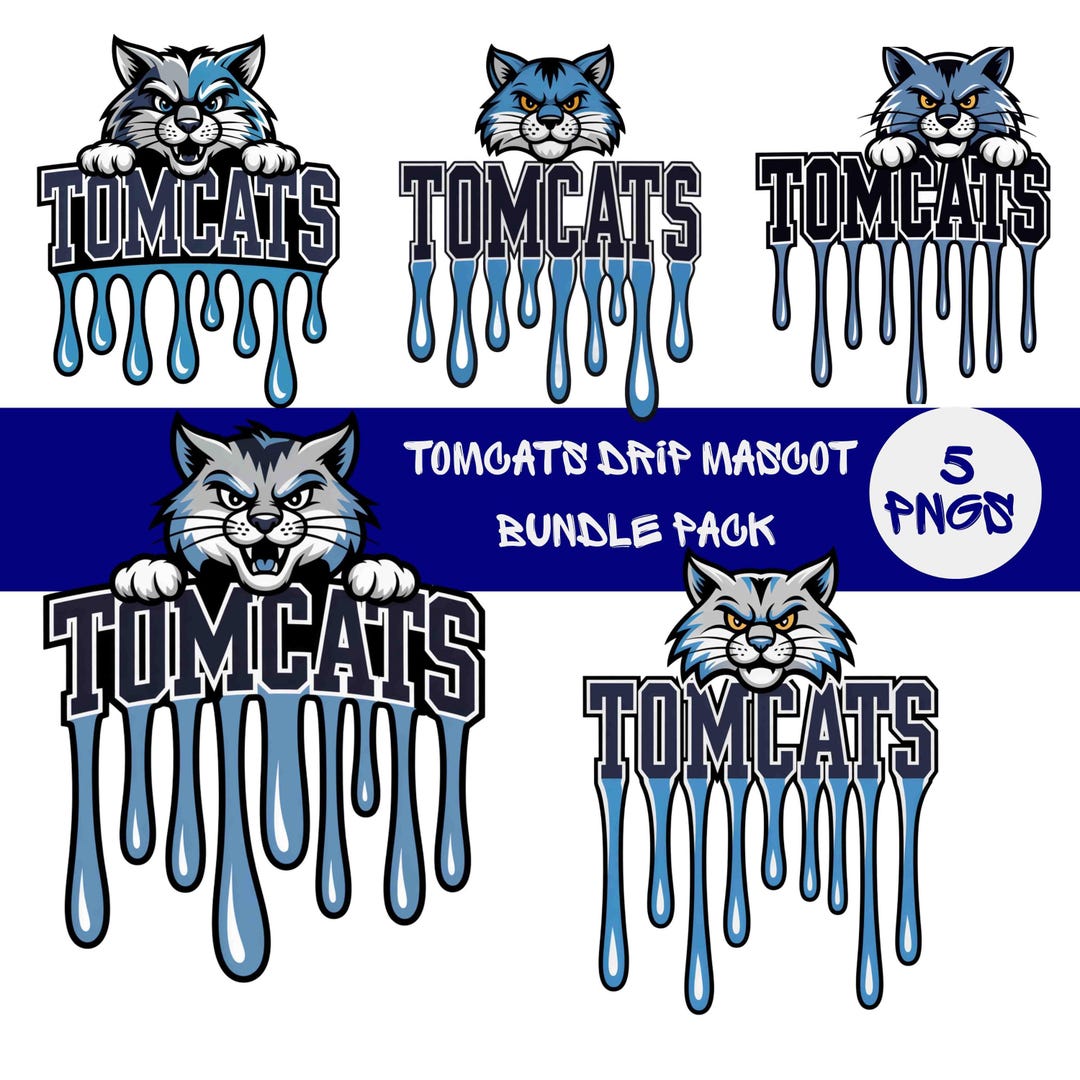Tomcats Drip Mascot PNG Bundle: School Spirit Clipart (digital Download ...