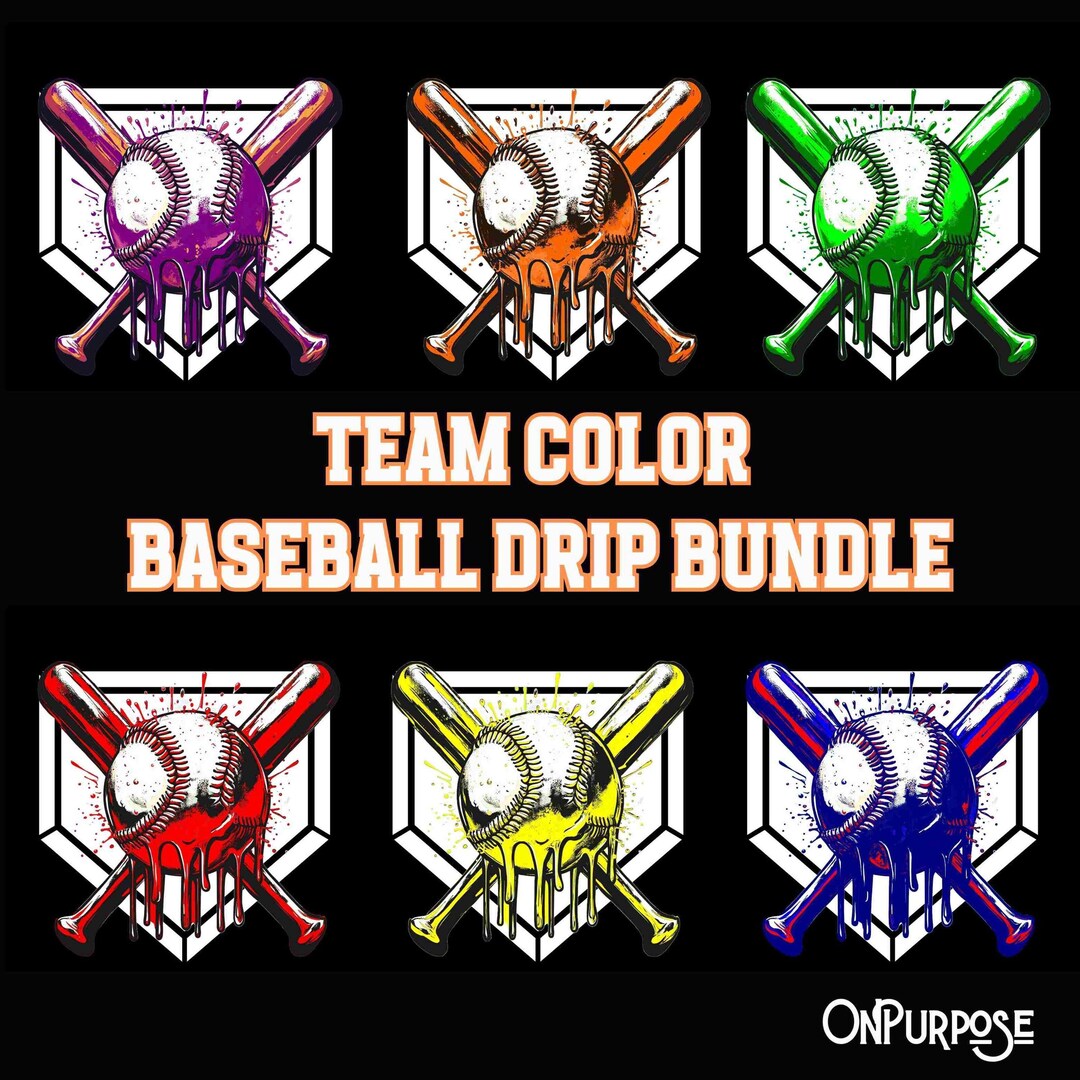 Team Colors Baseball Drip PNG Bundle: Sublimation Graphics (digital ...