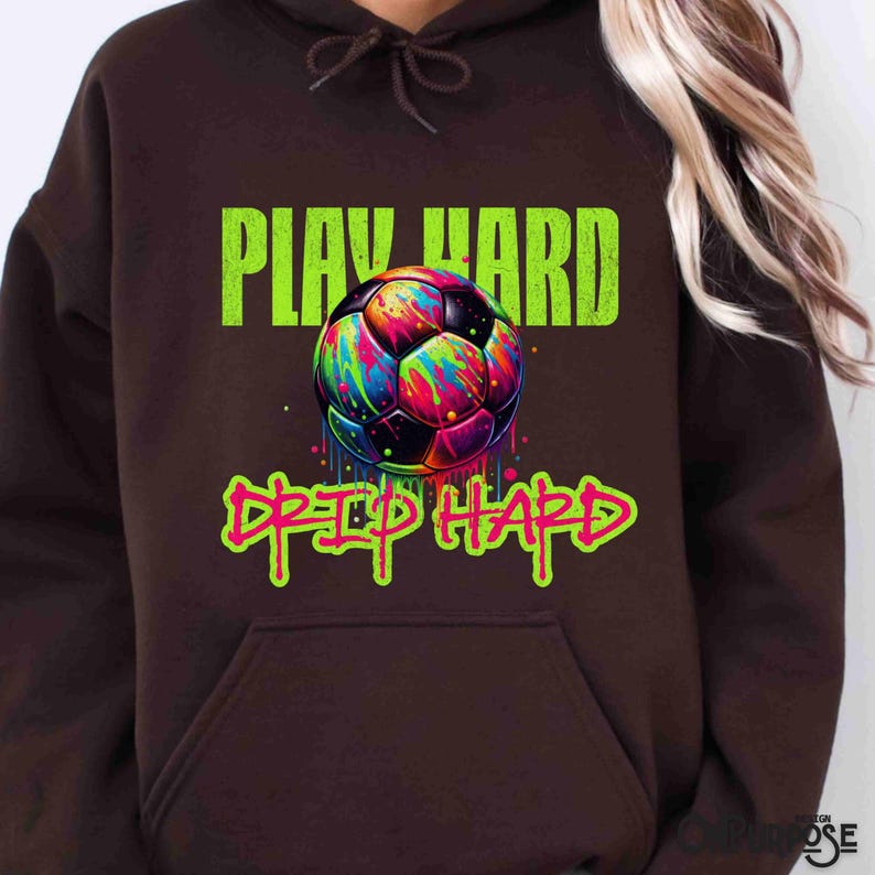 Neon Soccer Drip PNG: Play Hard Design (digital Download) - Etsy