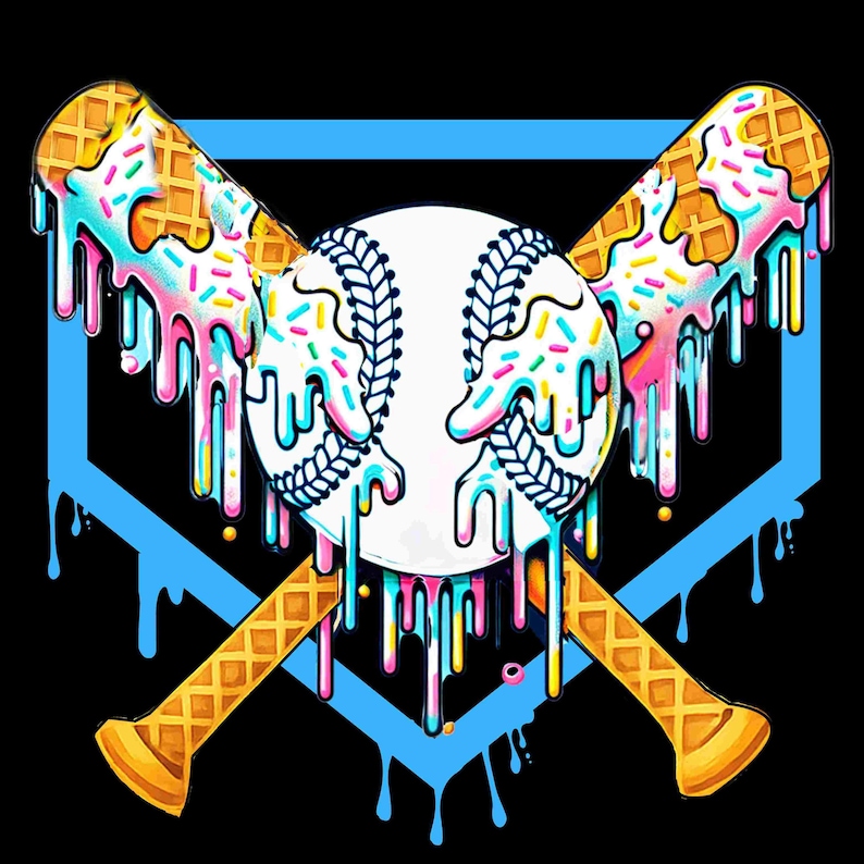 Baseball Drip PNG: Ice Cream Bats, Home Plate Design (digital Download ...