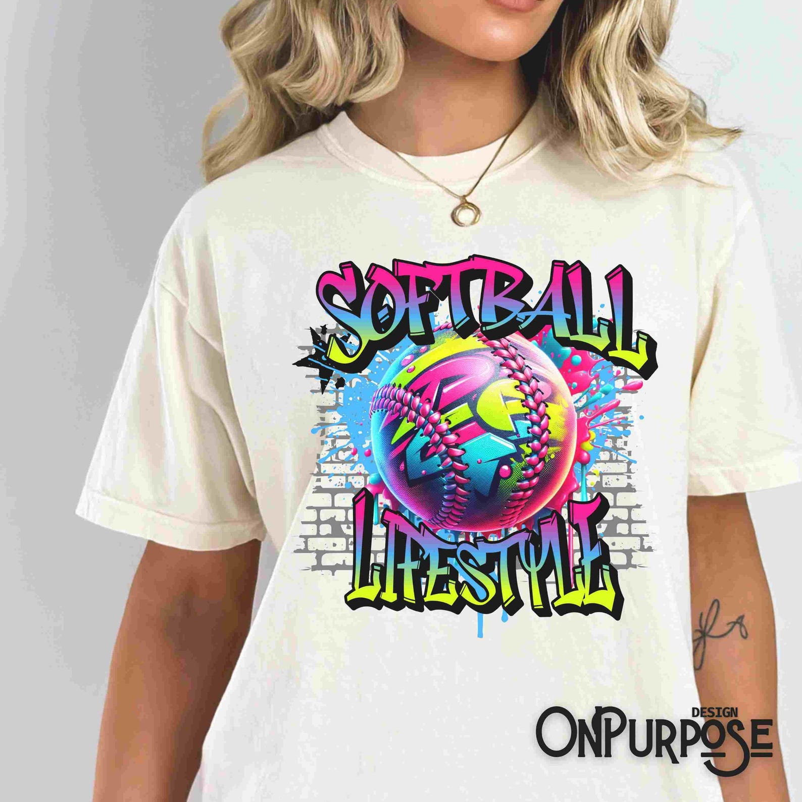 Softball Lifestyle PNG: Neon Graffiti Drip - Digital Clipart - Etsy