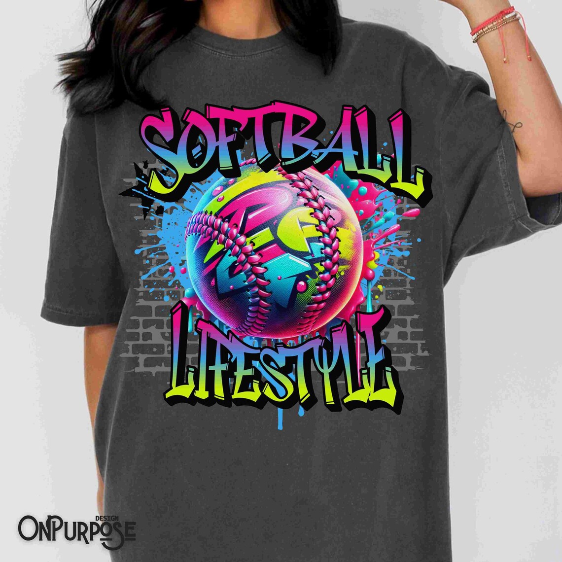 Softball Lifestyle PNG: Neon Graffiti Drip - Digital Clipart - Etsy