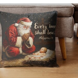 Every Knee Shall Bow, Santa Kneeling Before Baby Jesus, Nativity, True ...