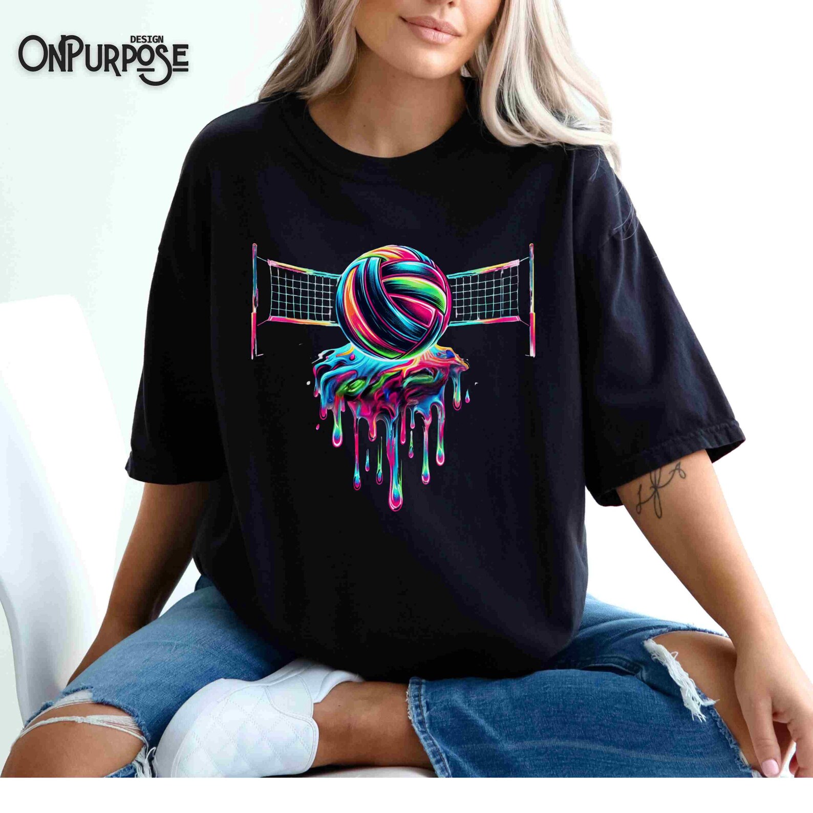 Volleyball Drip PNG: Neon Spike Flow Graphic (SVG, Digital Download - Etsy
