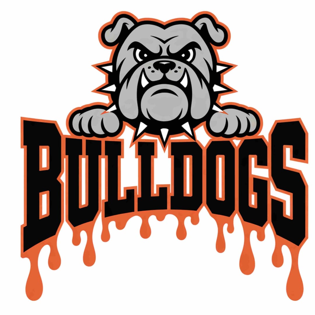 Bulldogs Mascot PNG Drip Effect School Spirit Shirt Design | Orange and ...