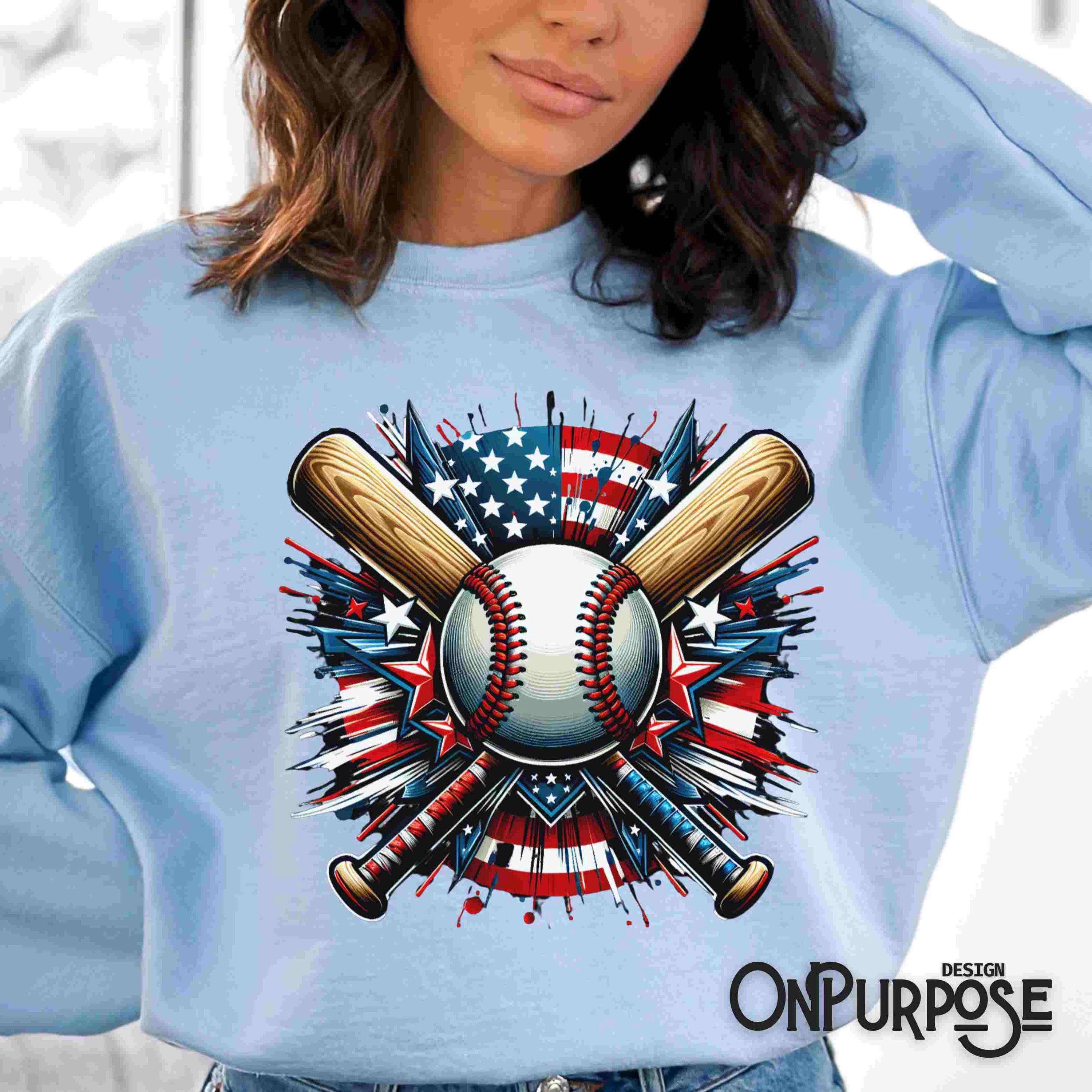 Patriotic Baseball PNG: American Flag, Bats, 300 DPI (digital Download ...