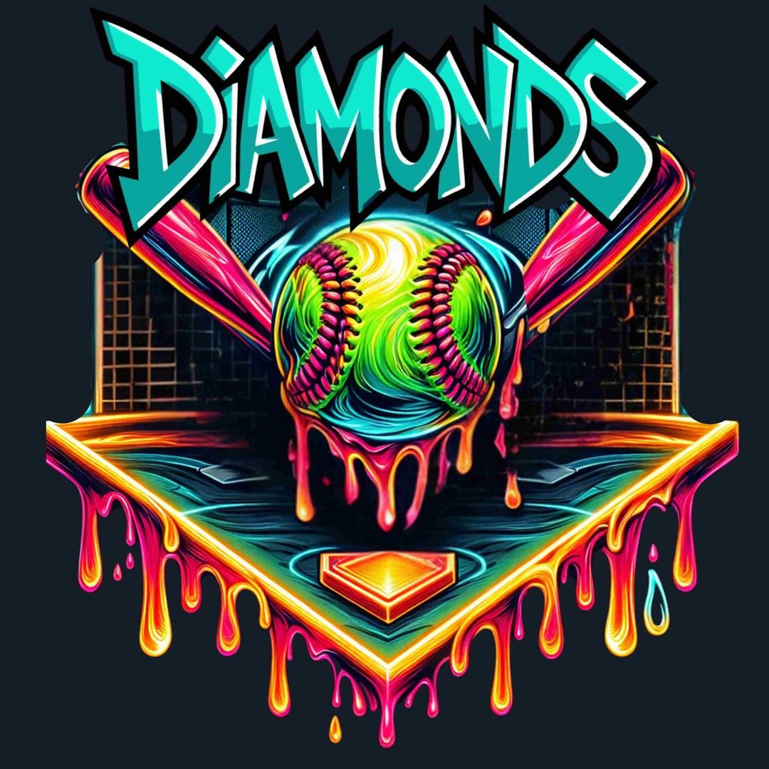 Neon Softball Drip PNG: Graffiti Diamonds Design (digital Download) - Etsy