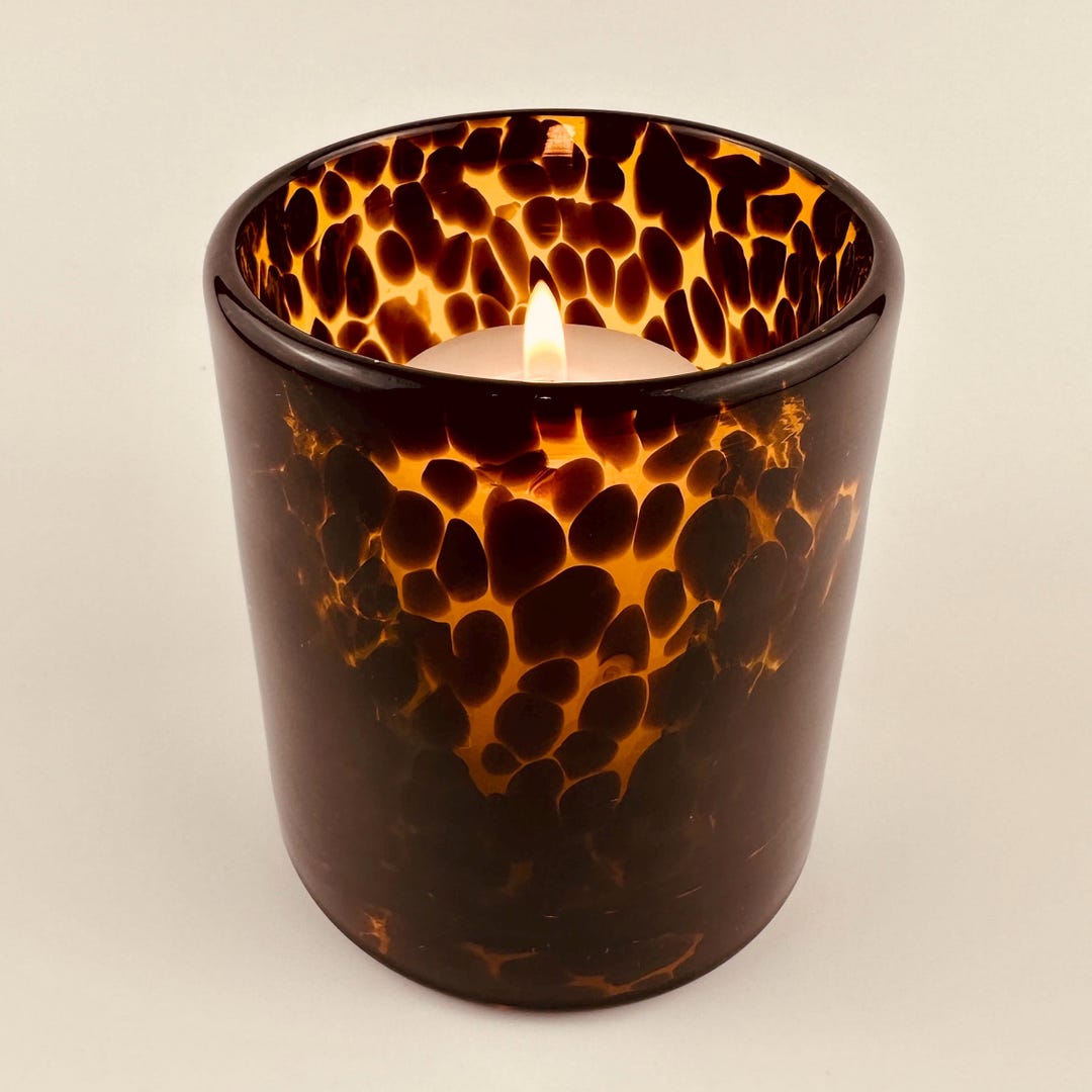 Hand Blown Tortoiseshell Glass Candle Holder: Tealight and Votive ...