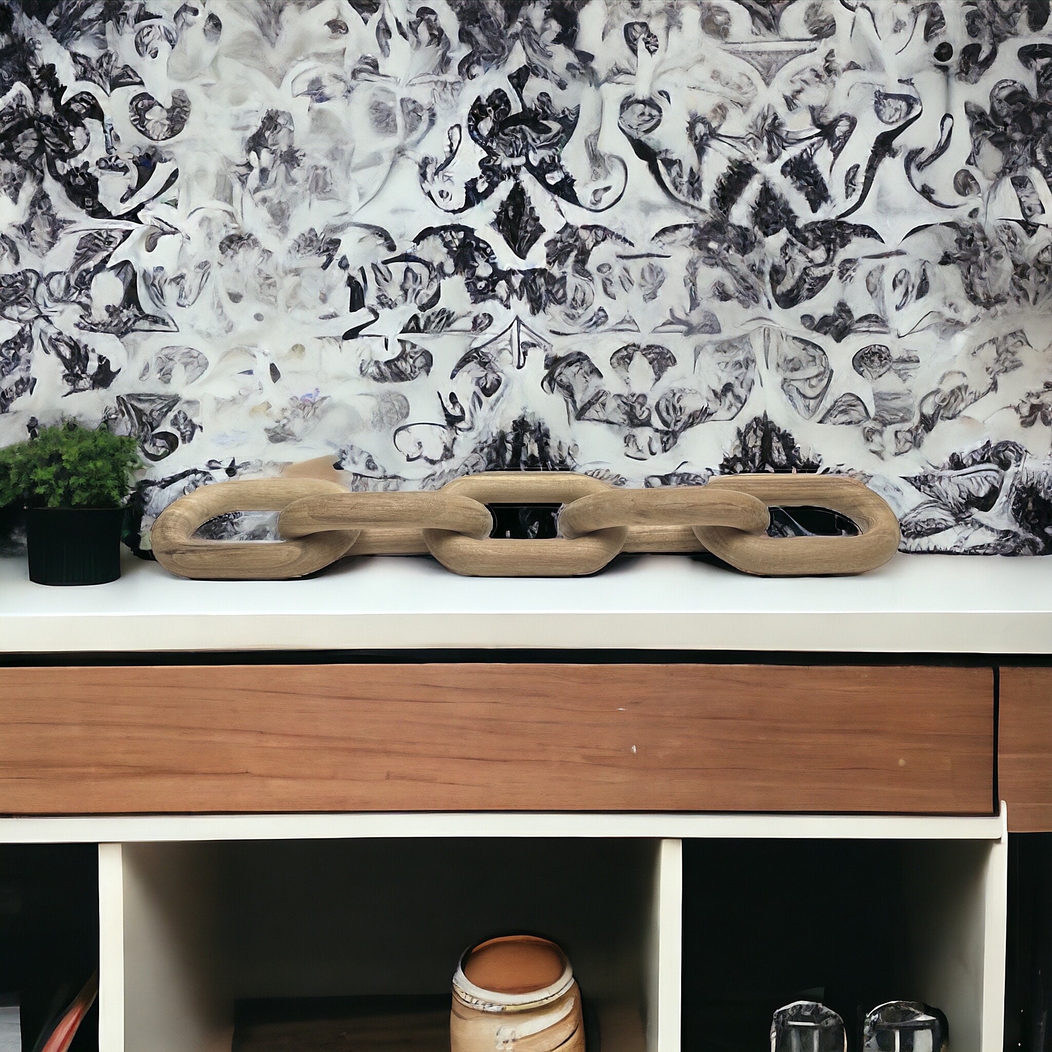 Acacia Wood Chain Link Decor 100% Premium Acacia Wood Coffee Table ...