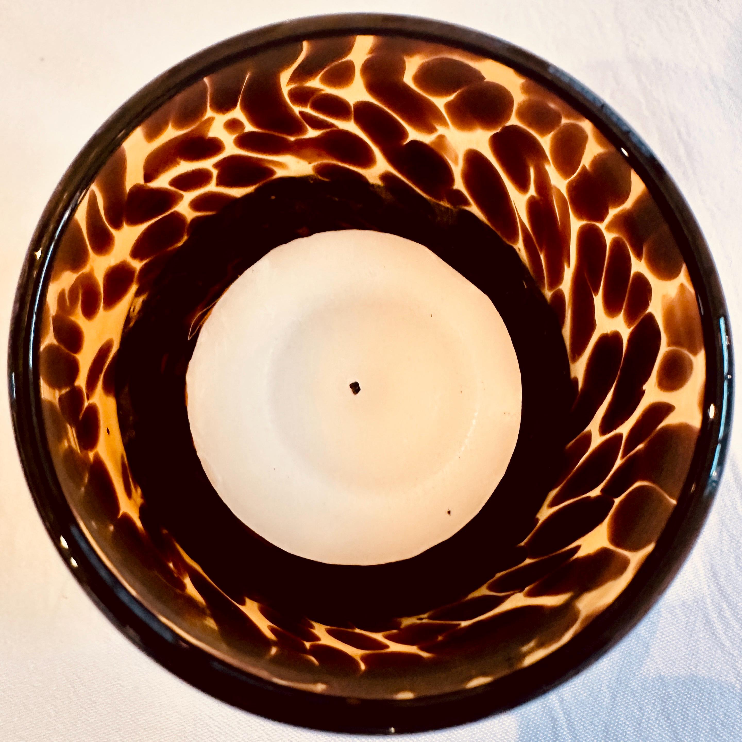 Hand Blown Tortoiseshell Glass Candle Holder: Tealight and Votive ...