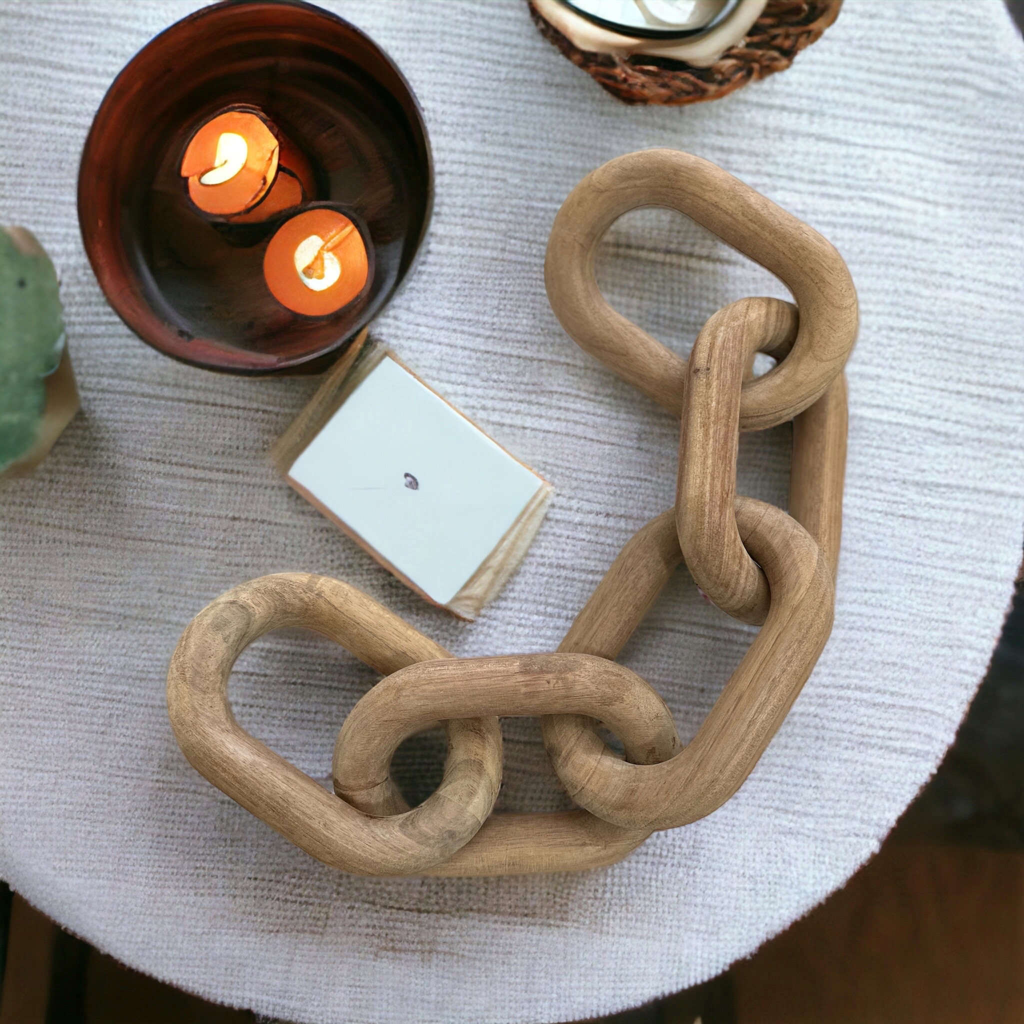 Acacia Wood Chain Link Decor 100% Premium Acacia Wood Coffee Table ...