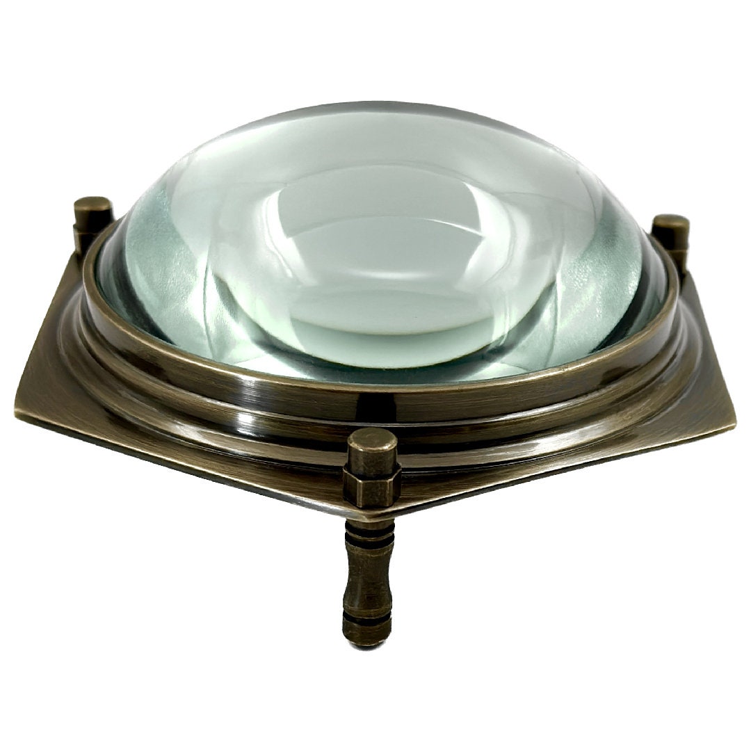 Antiqued Brass Magnifying Glass - Dome Desk Magnifier - 5x ...