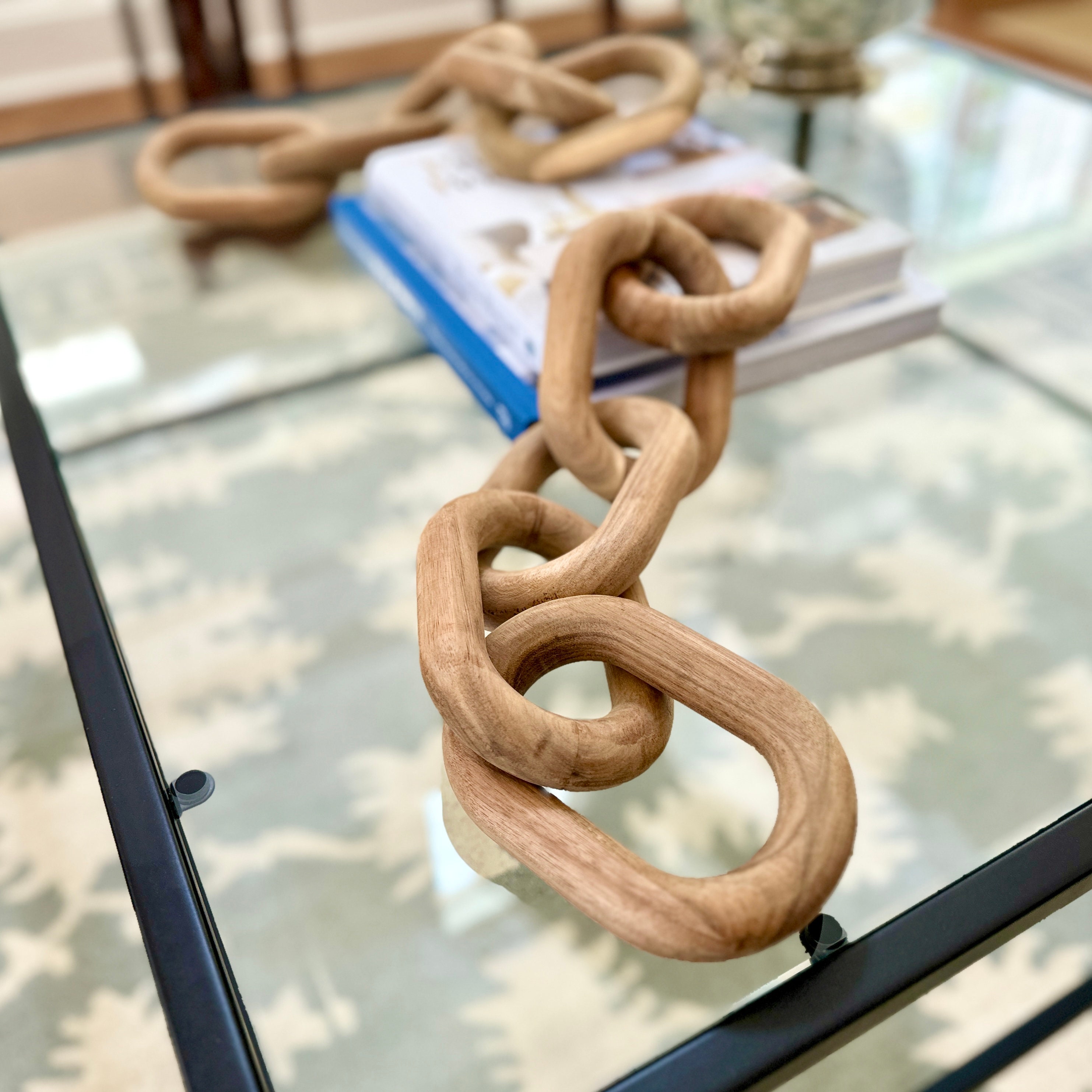 Acacia Wood Chain Link Decor 100% Premium Acacia Wood Coffee Table ...