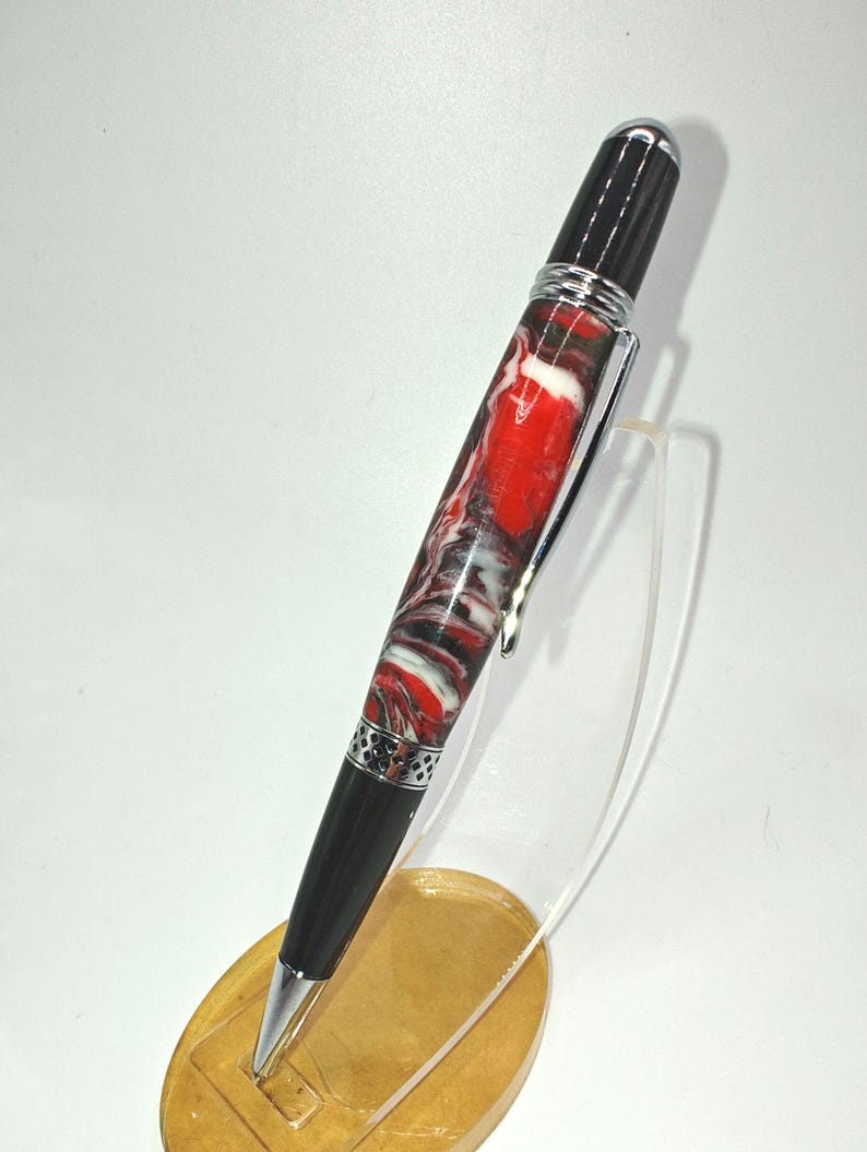Deep Red/black/white Ballpoint Pen - Etsy