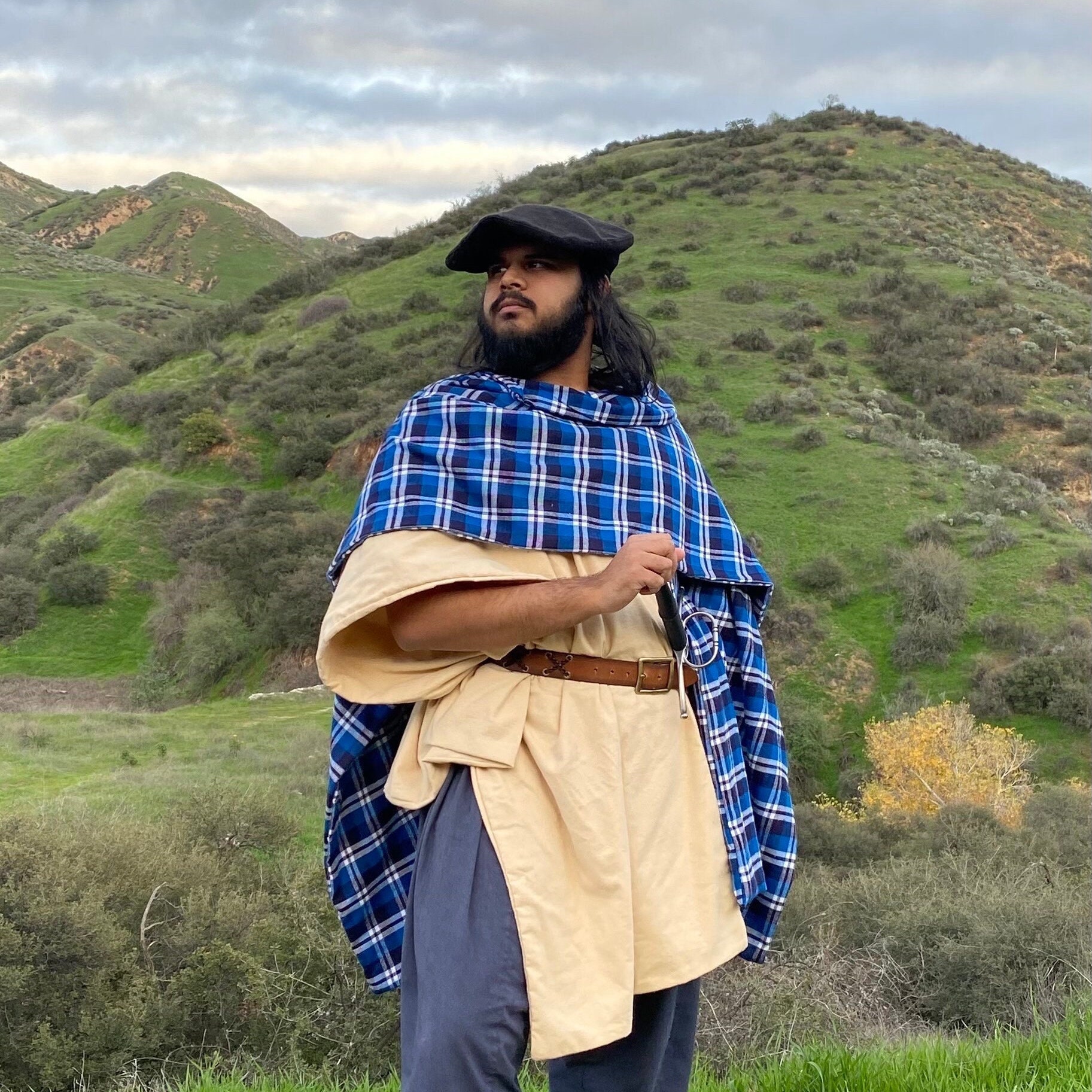 100% Cotton Ruana Irish Wrap Cloak and Viking Pin for Medieval, Fantasy ...