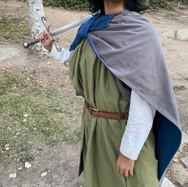 Cotton Ruana Wrap Cloak With Viking Pin: Medieval LARP Costume - Etsy
