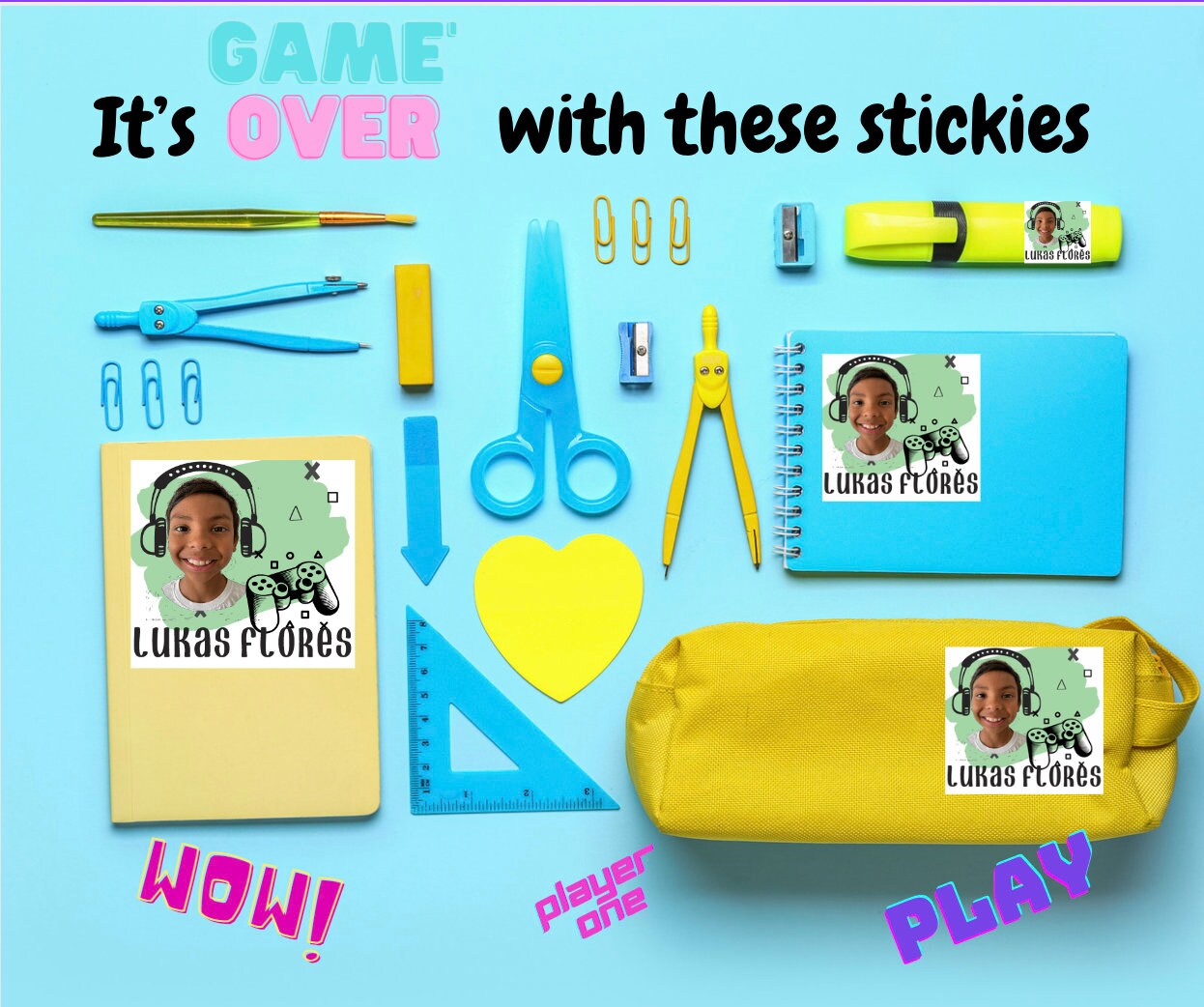 Back to School, Name Labels, Customise Face Name Labels, Stickers ...